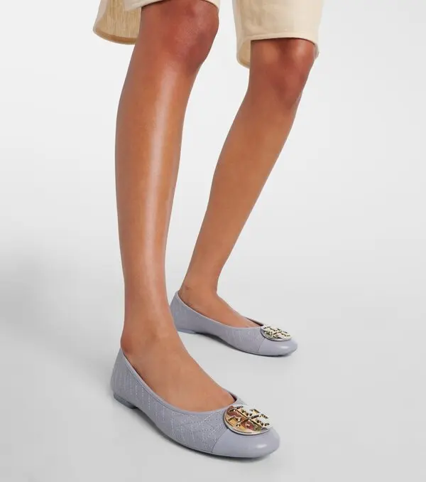 Tory Burch Claire Leather Ballet Flats - Blue