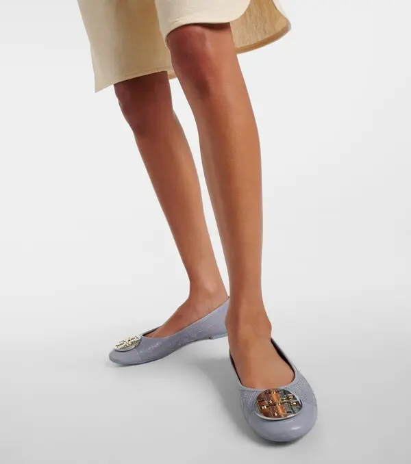 Tory Burch Claire Leather Ballet Flats - Blue