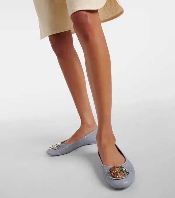 Tory Burch Claire Leather Ballet Flats - Blue
