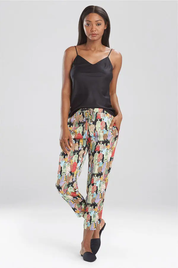 Natori Dynasty Cropped Printed Pants - Black