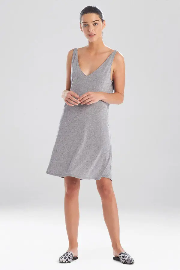 Natori Shangri-la Tencel V-neck Chemise - Grey