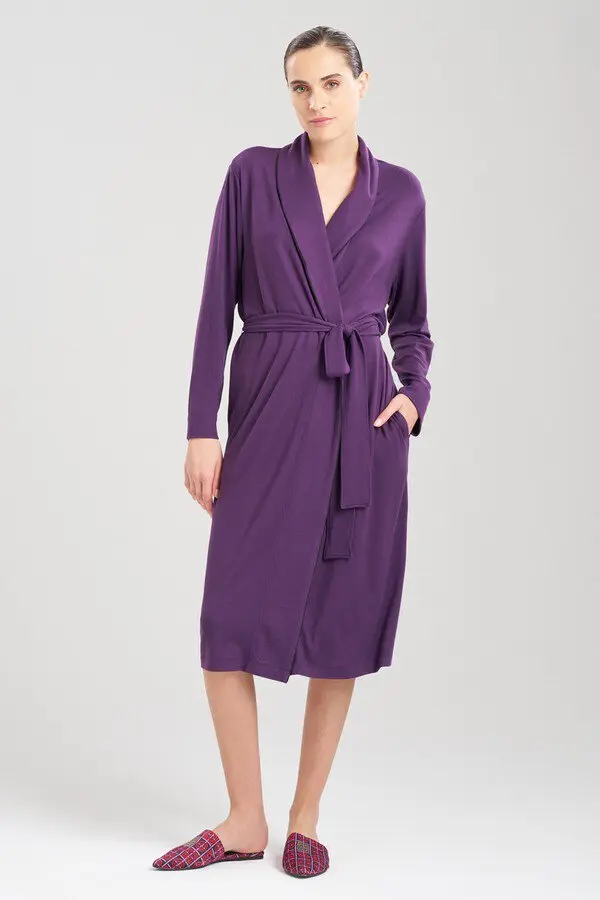 Natori Oasis Piped Collar Robe - Natural