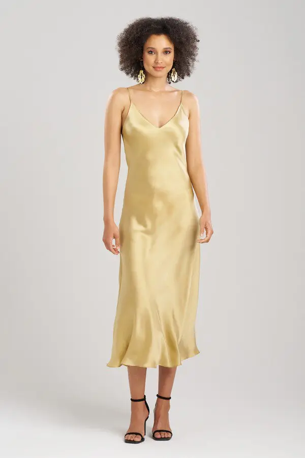 Natori Key Essentials Silk Gown - Gold