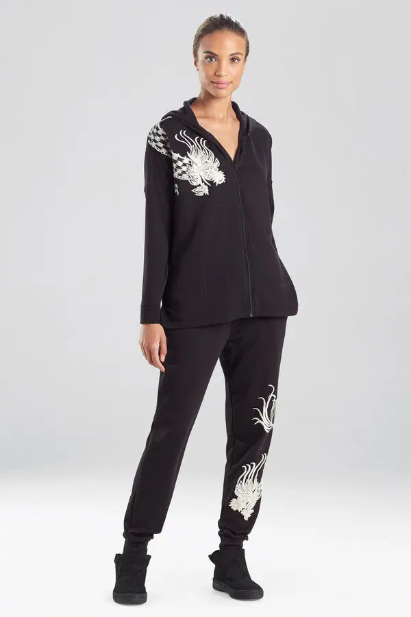 Natori Cocoon Dragon Embroidered Hoodie