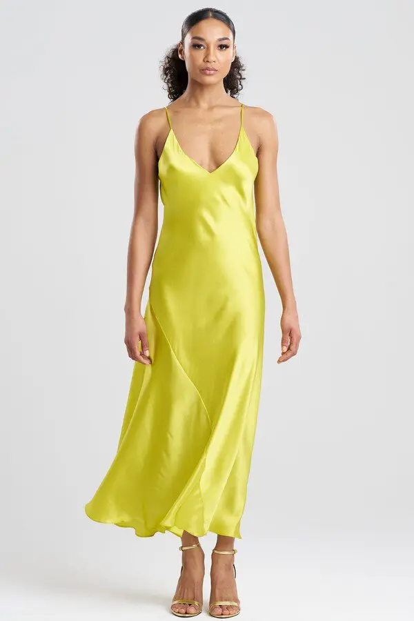 Natori Key Essentials Silk Slip Dress - Yellow