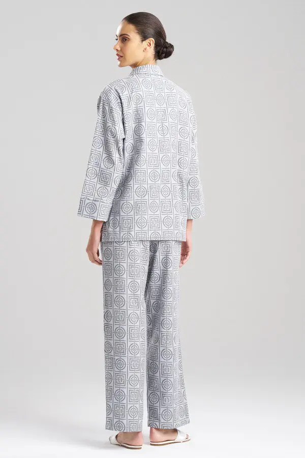 Natori Flannel Infinity Notch Pj - Black / White / Pink / Gray