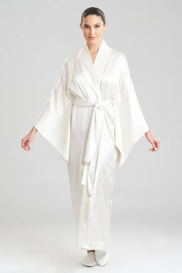 Natori Key Essentials Silk Kimono Robe - White