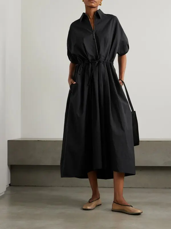 Brunello Cucinelli Belted Cotton Poplin Midi Dress