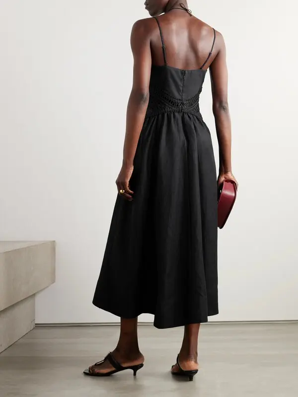 Simkhai Malena Embroidered Linen-blend Midi Dress
