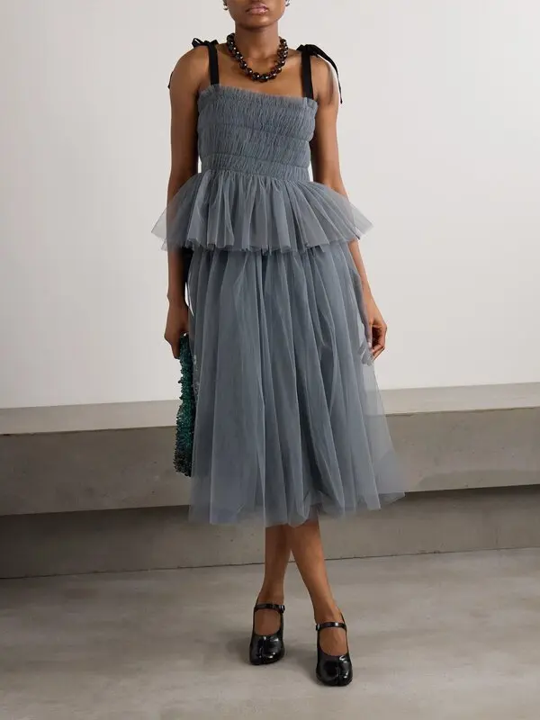 MOLLY GODDARD Lydia Shirred Tulle Top