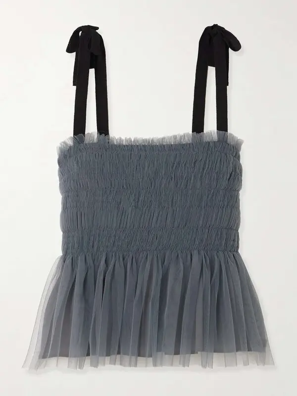 MOLLY GODDARD Lydia Shirred Tulle Top