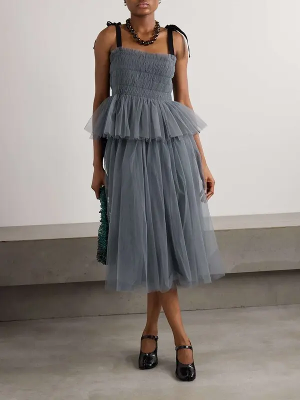 MOLLY GODDARD Lydia Shirred Tulle Top