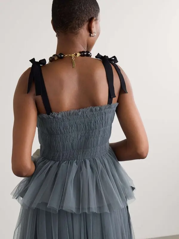 MOLLY GODDARD Lydia Shirred Tulle Top