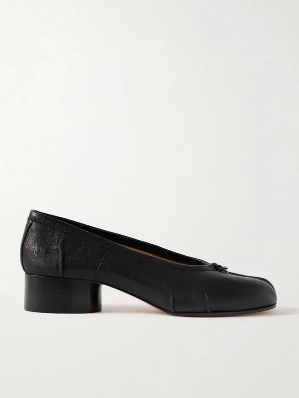 MAISON MARGIELA Tabi Leather Ballerina Pumps - Black
