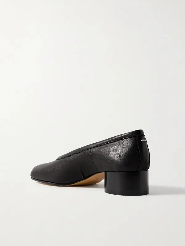 MAISON MARGIELA Tabi Leather Ballerina Pumps - Black