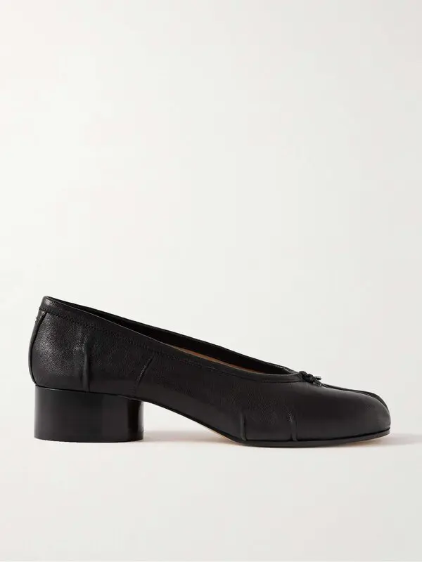 MAISON MARGIELA Tabi Leather Ballerina Pumps - Black