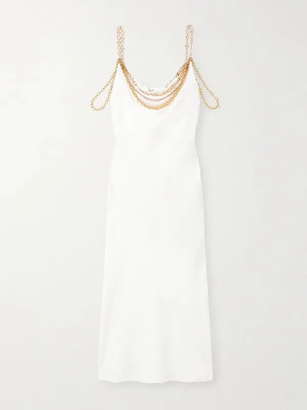 Rabanne Chain-embellished Satin Midi Dress