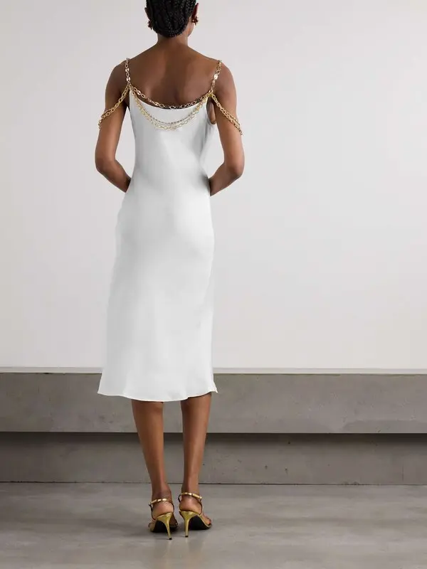 Rabanne Chain-embellished Satin Midi Dress