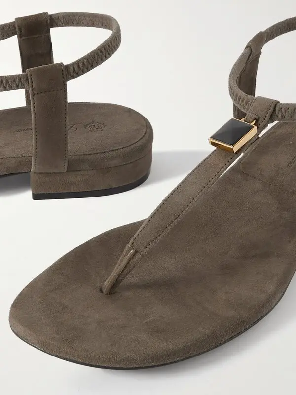 Loro Piana Mindil Suede Sandals - Brown