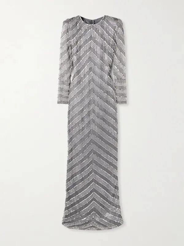 Naeem Khan Crystal-embellished Mesh Gown