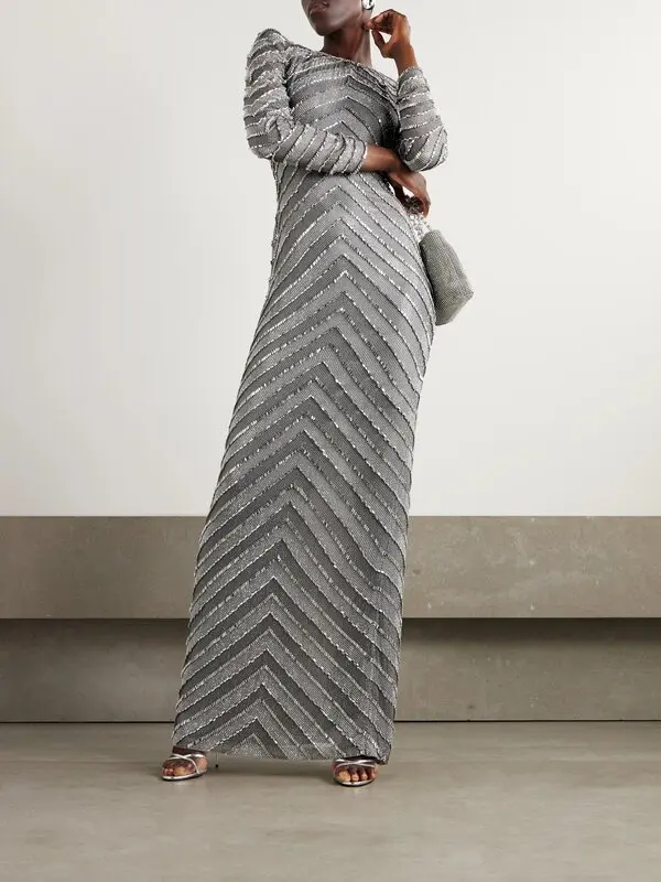 Naeem Khan Crystal-embellished Mesh Gown