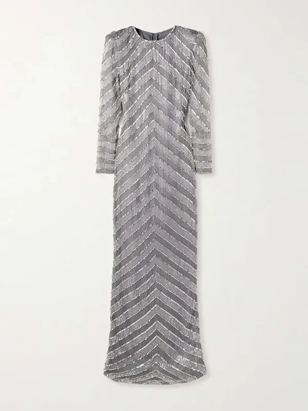 Naeem Khan Crystal-embellished Mesh Gown