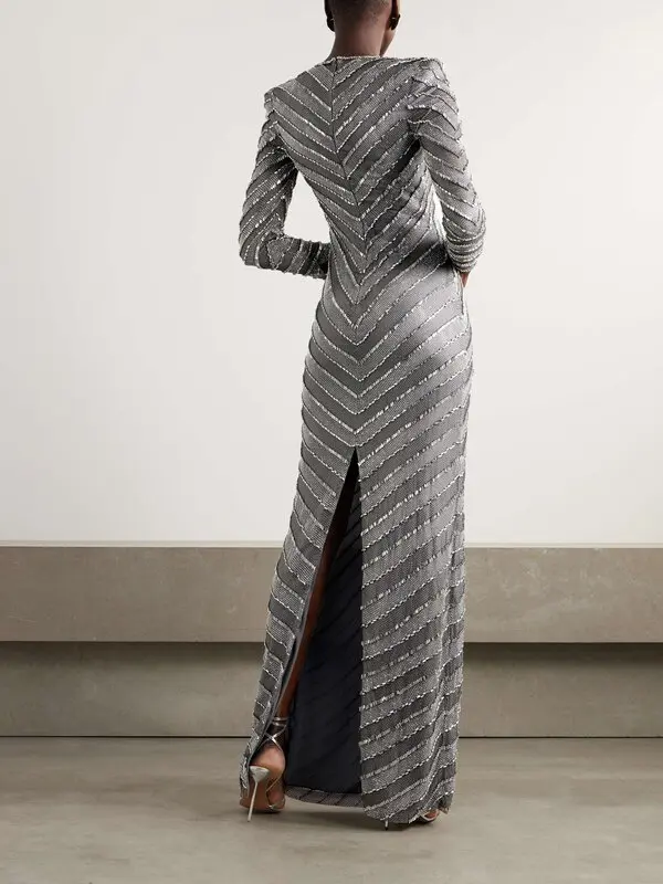 Naeem Khan Crystal-embellished Mesh Gown