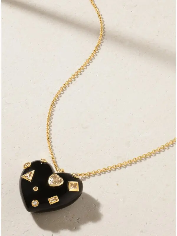 Yvonne Léon 9-karat Onyx And Topaz Heart Necklace - Gold
