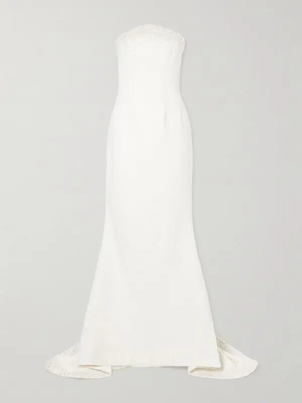 CLIO PEPPIATT Olympia Faux Pearl-embellished Gown - Neutrals