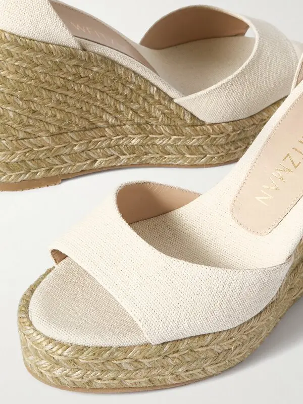 STUART WEITZMAN Linen Espadrille Wedge Sandals