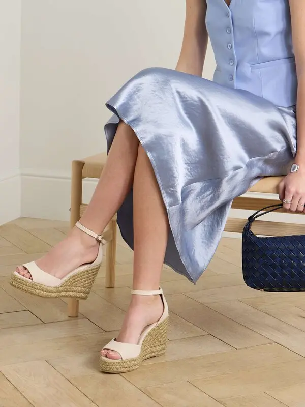 STUART WEITZMAN Linen Espadrille Wedge Sandals