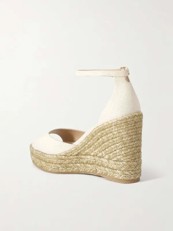 STUART WEITZMAN Linen Espadrille Wedge Sandals