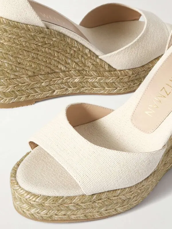 STUART WEITZMAN Linen Espadrille Wedge Sandals