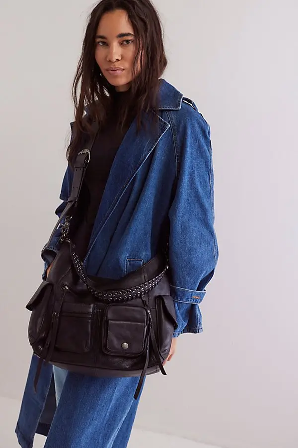 Free People We The Free Ledger Leather Shoulder Bag In Black  display picture 2
