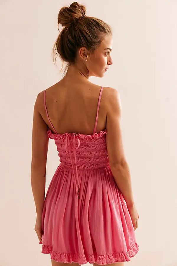 Free People Josephine Bustle Mini Dress - Bubblegum | Editorialist
