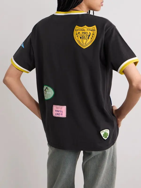 Bode Discount Taxi AppliquéD T-Shirt - Black | Editorialist