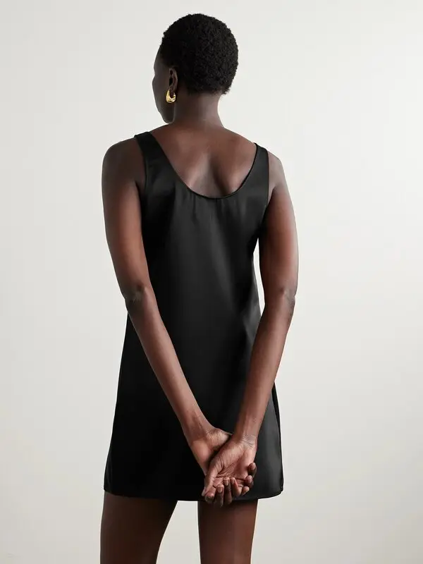 Leset Barb Washed-Satin Mini Dress - Black | Editorialist