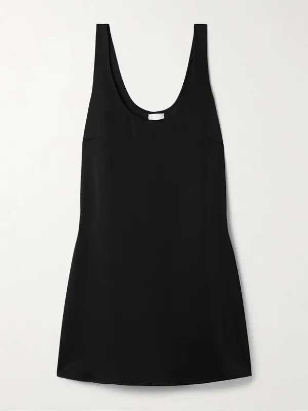 knee length dresses for ladies LESET Barb Cowl Mini Dress in Black in Satin main image 1