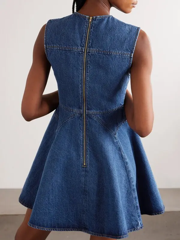 self portrait denim skater mini dress SELF-PORTRAIT Denim Mini Dress