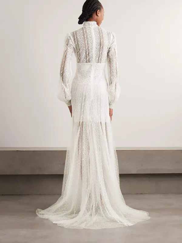 Costarellos Theia Embroidered Tulle Gown