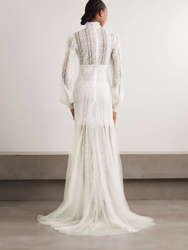 Costarellos Theia Embroidered Tulle Gown