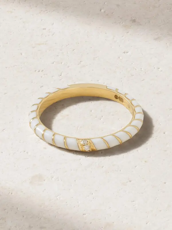 Yvonne Léon 9-karat Diamond And Enamel Ring - Gold