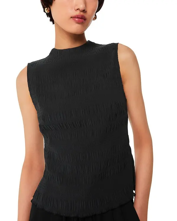 Whistles Plisse Sleeveless Top - Black