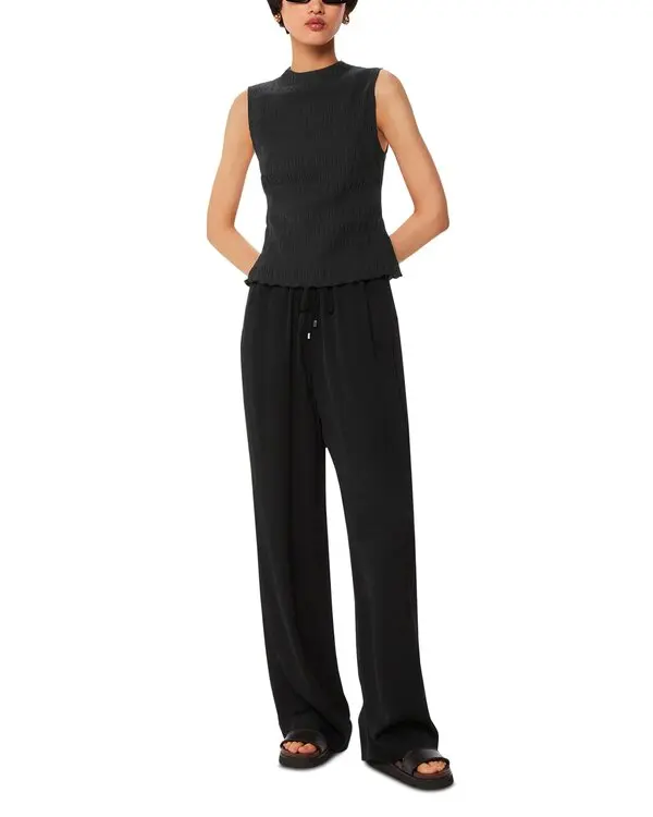 Whistles Plisse Sleeveless Top - Black