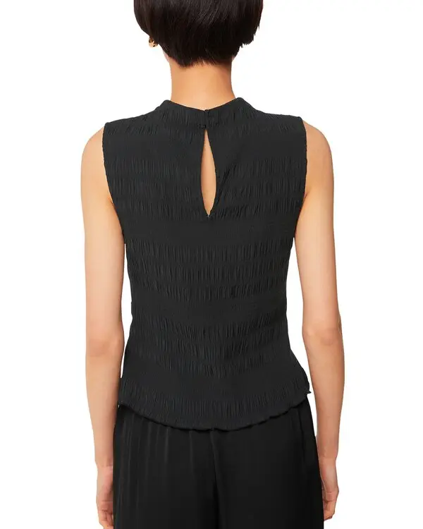 Whistles Plisse Sleeveless Top - Black