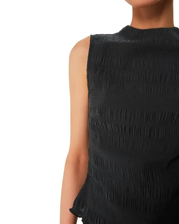 Whistles Plisse Sleeveless Top - Black
