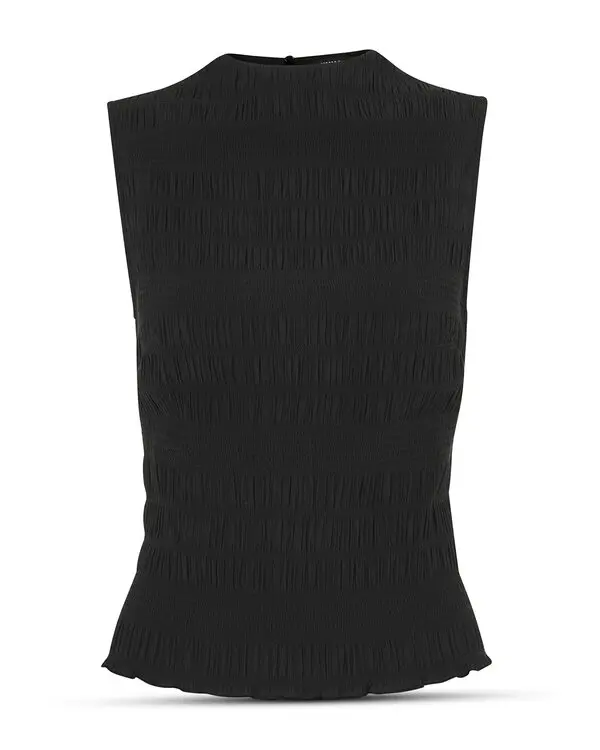 Whistles Plisse Sleeveless Top - Black