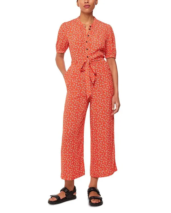 Whistles Micro Floral Jumpsuit - Red/multi