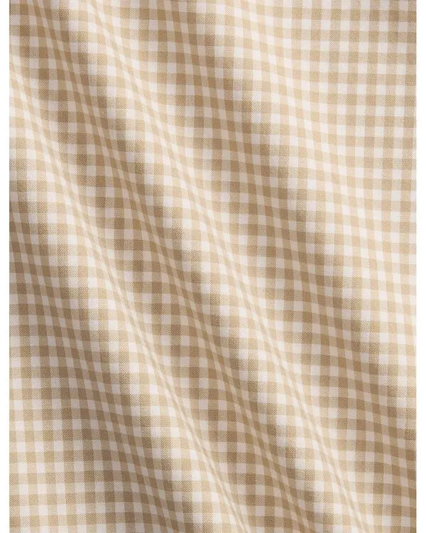 Polo Ralph Lauren Cotton Stretch Poplin Gingham Check Classic Fit Button Down Shirt - Beige/white