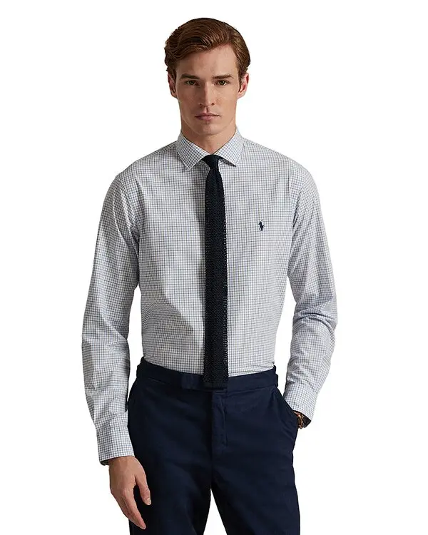 Polo Ralph Lauren Cotton Stretch Poplin Gingham Check Classic Fit Button Down Shirt - Blue Multi